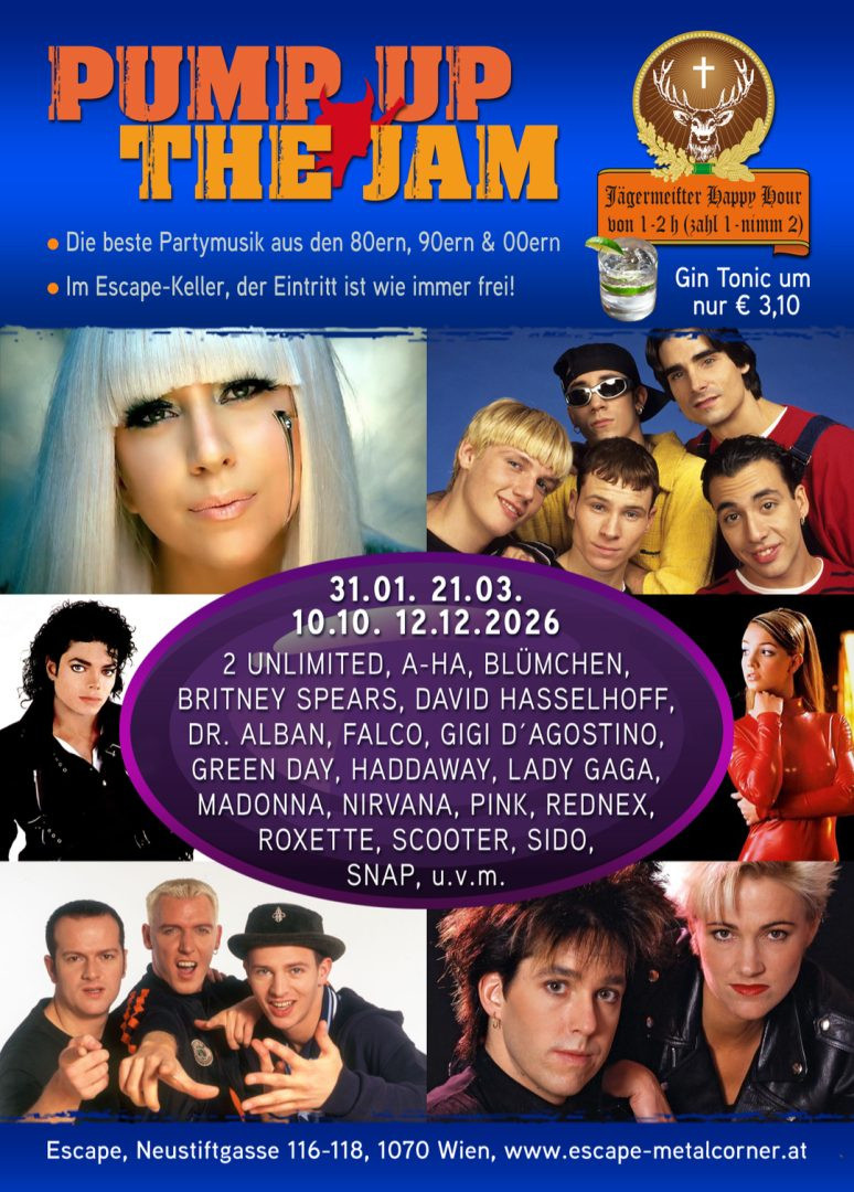PUMP UP THE JAM @ Escape Metalcorner, Wien · 21.03.2026 · Volume Events