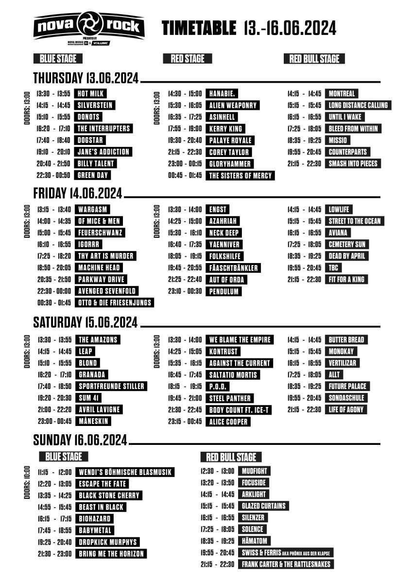 Nova Rock Festival 2024 @ Pannonia Fields, Nickelsdorf · 13.06.2024 ...
